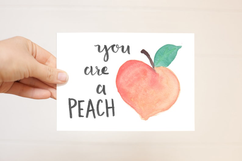 You Are a Peach Card - Watercolor Food Pun (5x7 Printable PDF) - Etsy