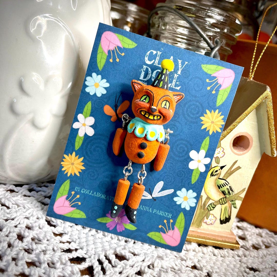 Copper Kitty Brooch| Copper Cat Dangle Pin| Johanna Parker Designs ...