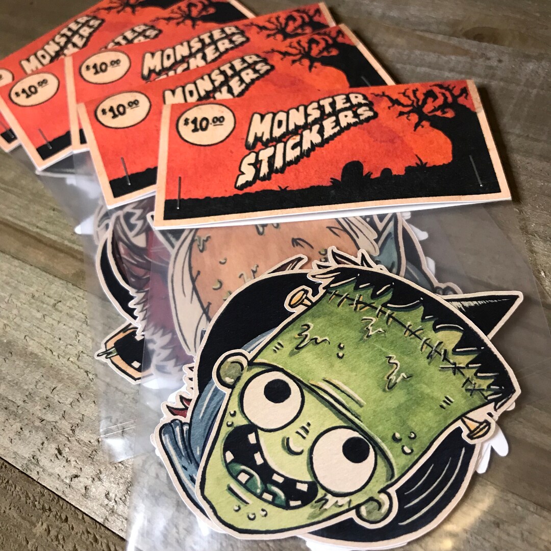 Monster Sticker Pack| Set of 5 - Etsy