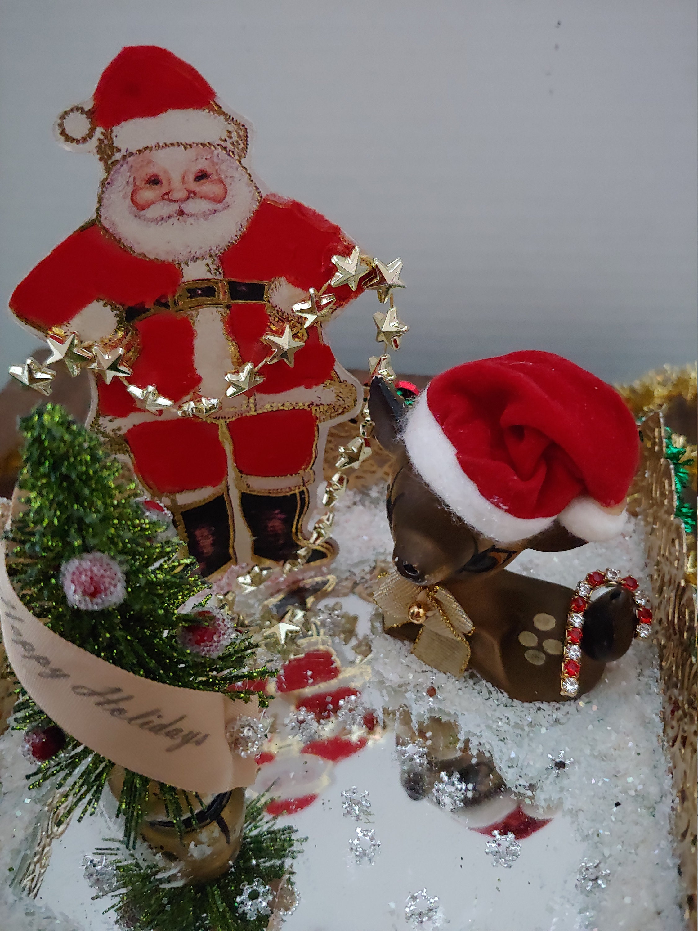 OOAK Christmas Holiday Décor Santa Deer Tree Vintage Elements - Etsy