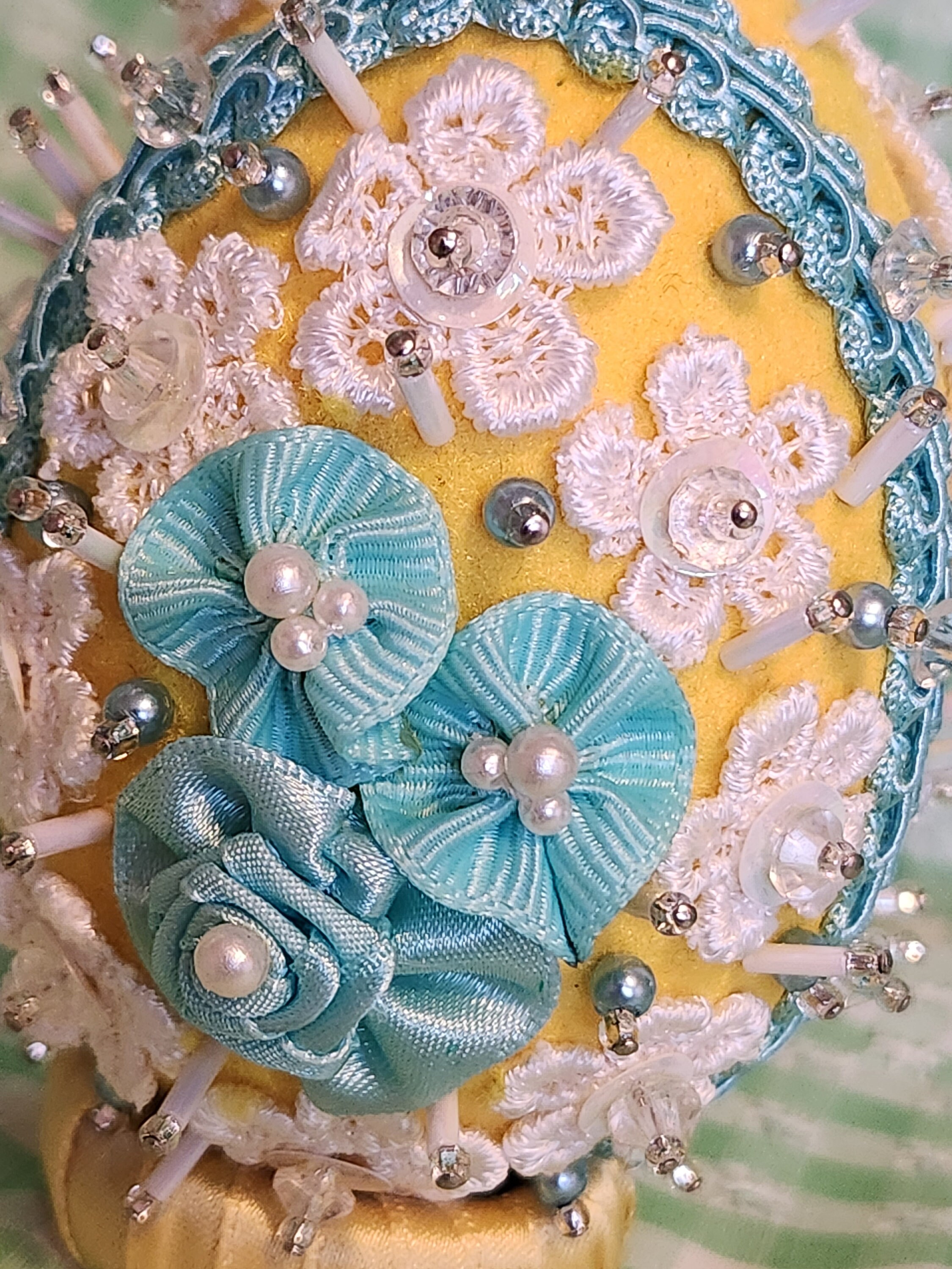 Handcrafted OOAK Vintage Inspired Yellow Flocked Easter Egg Vintage ...