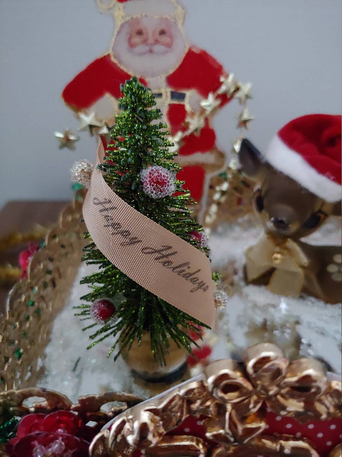 OOAK Christmas Holiday Décor Santa Deer Tree Vintage Elements - Etsy