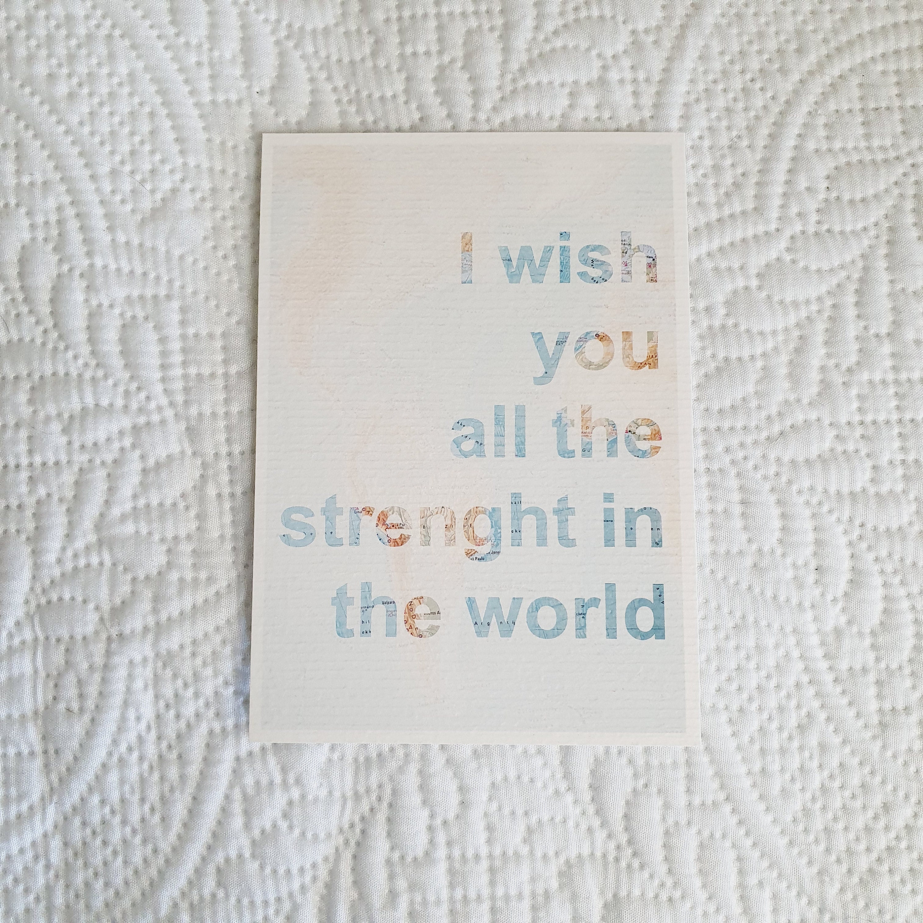 World Map Inspired Sympathy Postcard: Send Your Support With 'I Wish ...