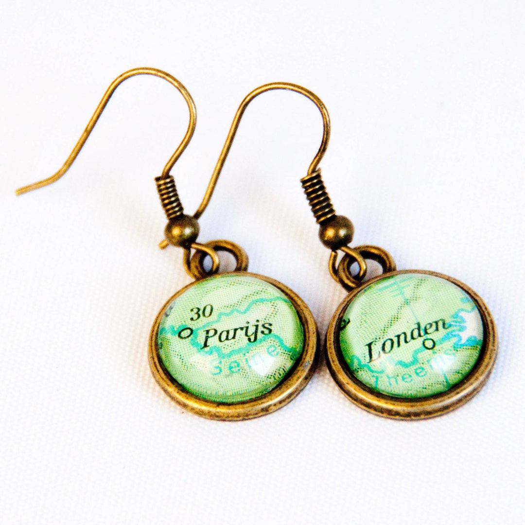 Custom Map Earrings, Custom City Earrings, Personalized Anniversary ...