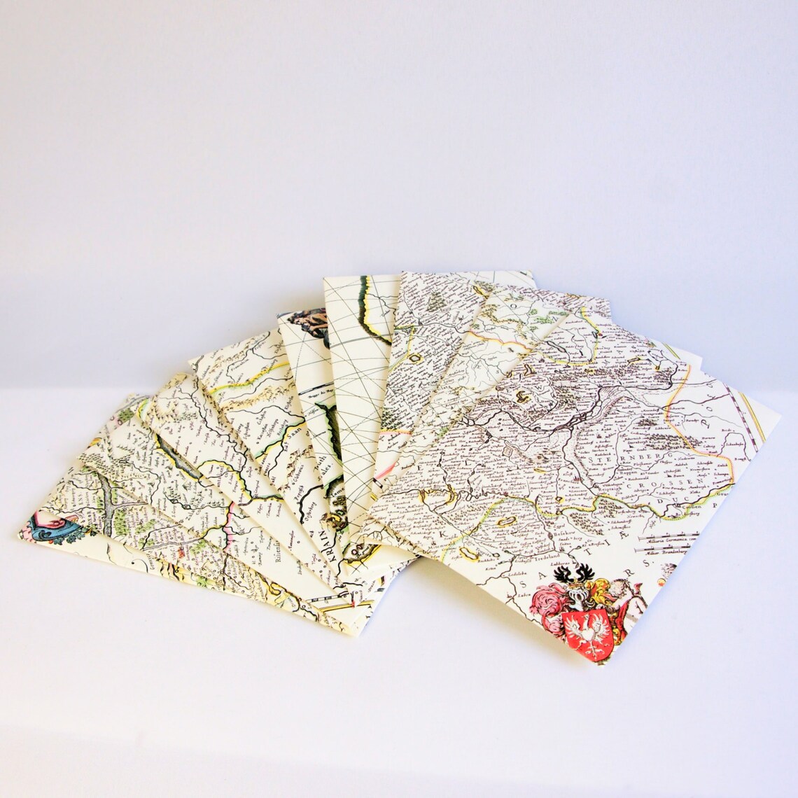 Set of 10 World Map Envelopes, Wedding Invitation, Greeting Card, Joan ...