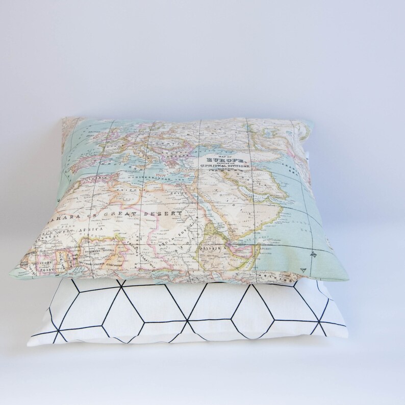 World Map Pillow Cover Atlas Cushion Cover Throw Pillow - Etsy
