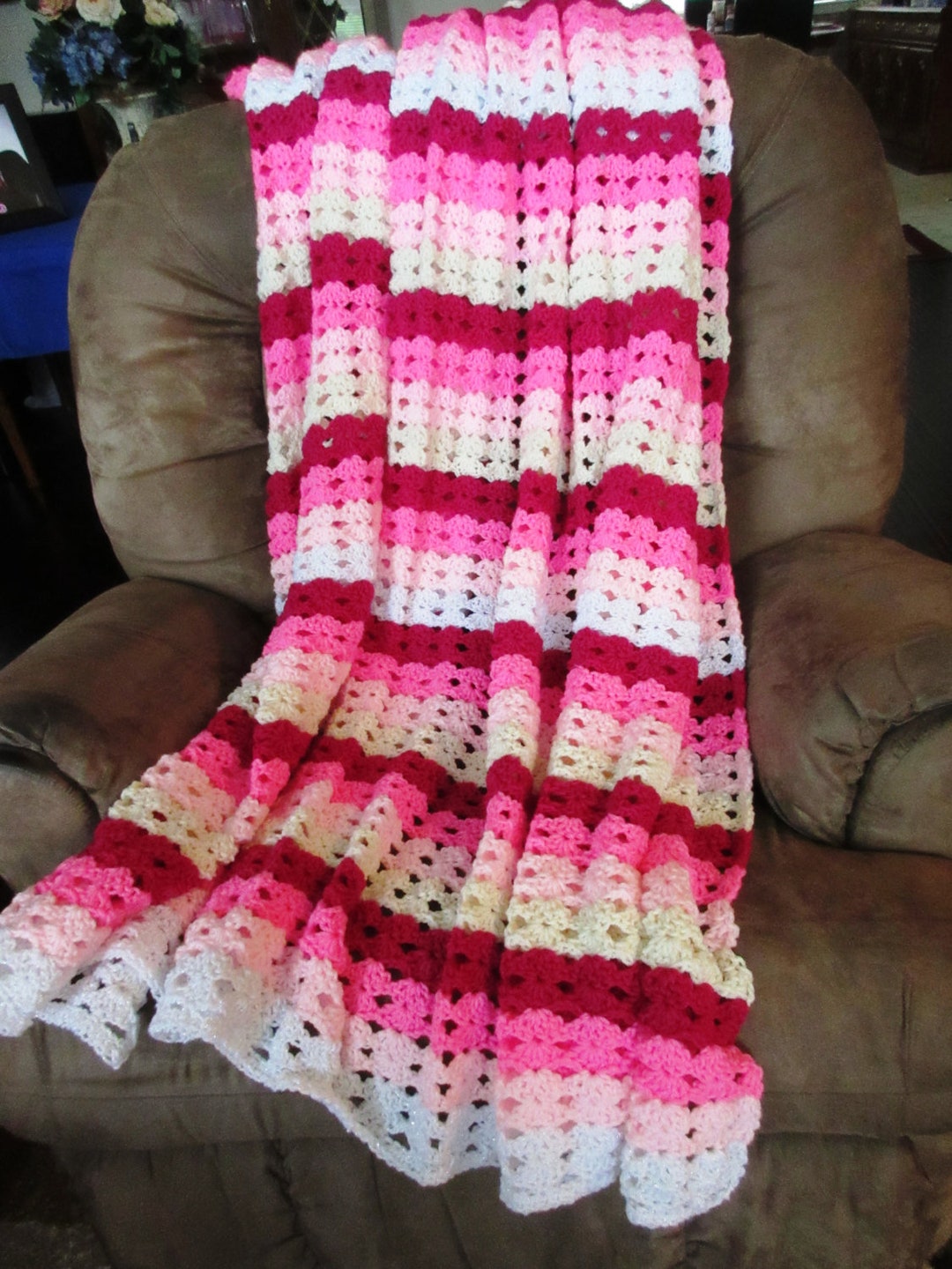 Shell Stitch Crochet Afghan Pattern: Easy Colorful Blanket (PDF Pattern ...