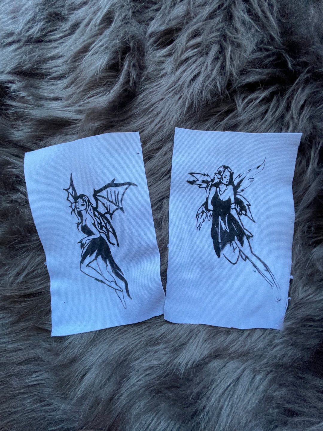 FAIRY Sew on Patch 4x8 In. Choose One or the Other, Black/white Fabric ...