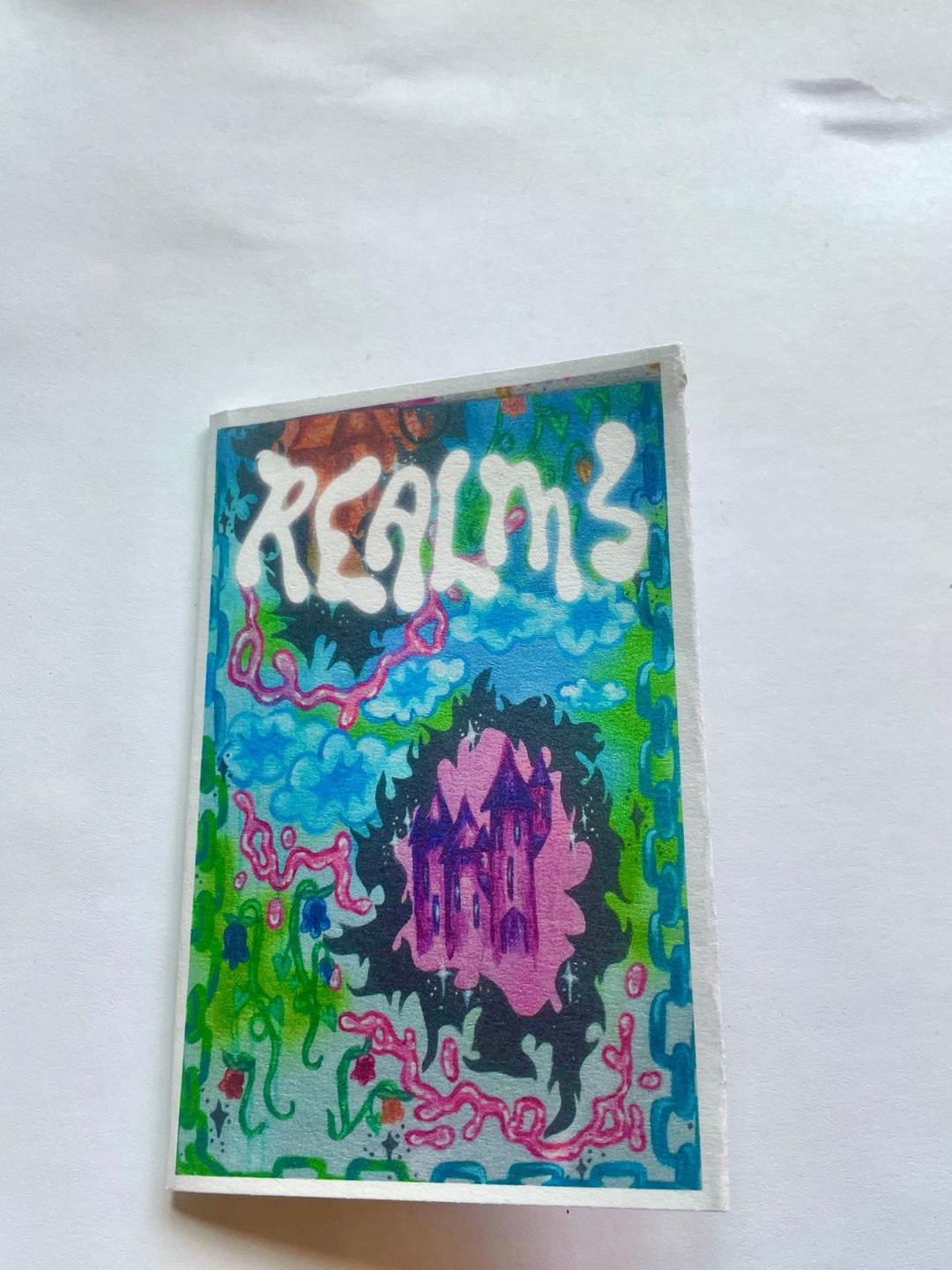 REALMS Original Zine Painting Abstract Colorful Neon 3x4 Mini Artistic ...