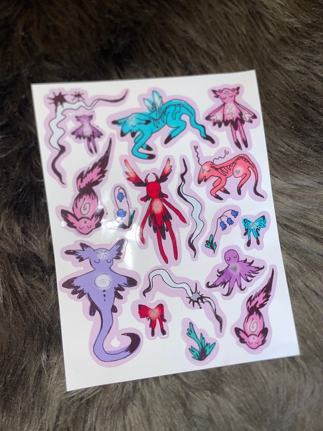 Creatures Sticker Sheet Cute Kawaii Characters Journal Scrapbook ...