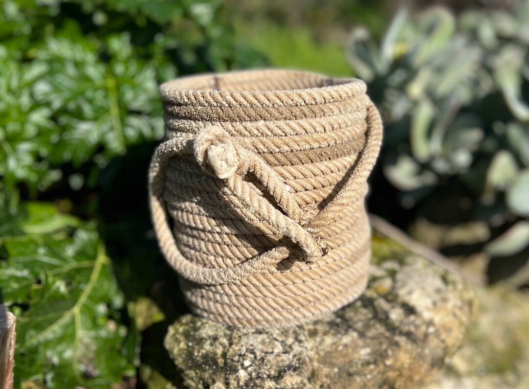 Western Rope Basket Rustic Cowboy Decor Ranch Style Gift Unique Home ...