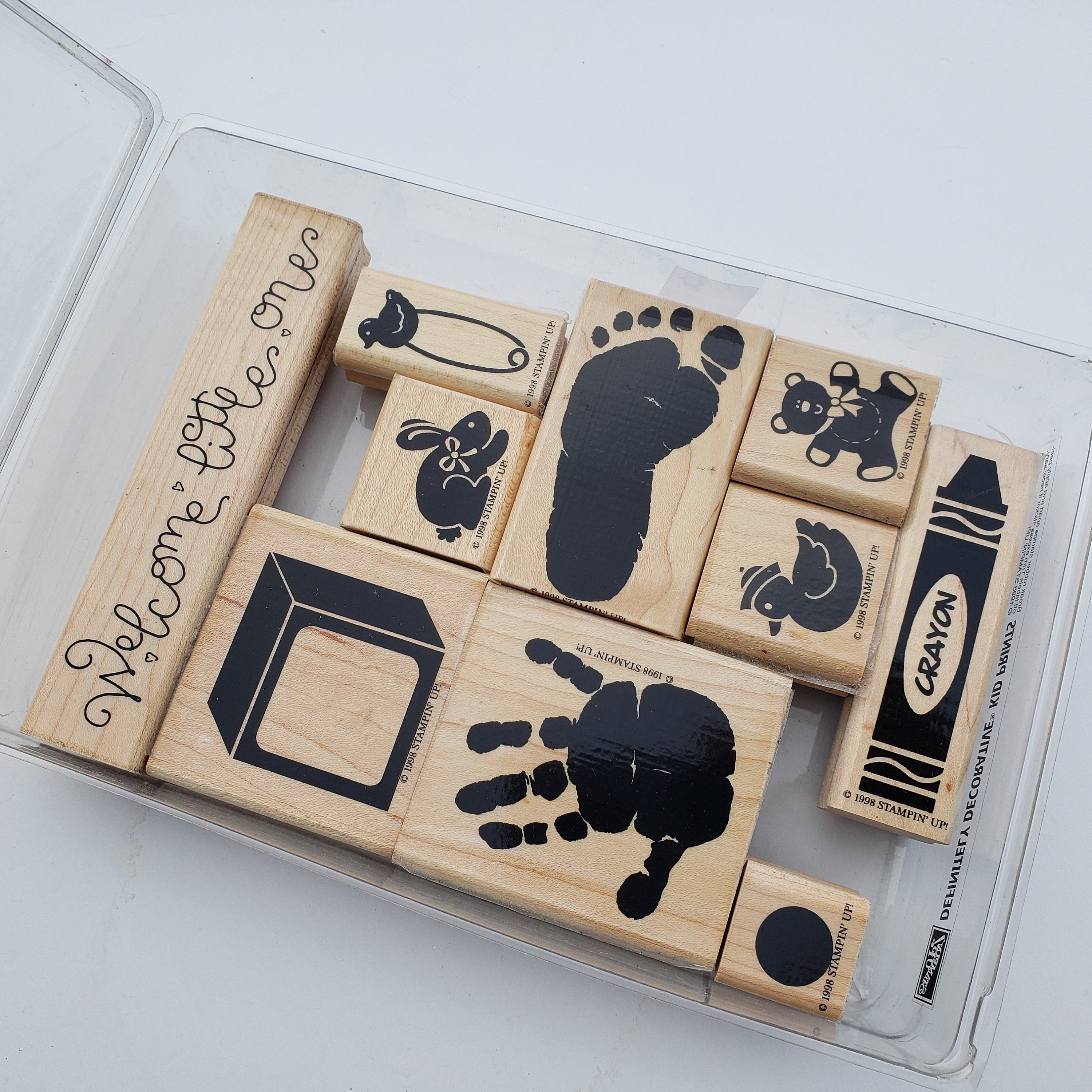 set of 9 Mounted Rubber Stamps Kids Print Stampin Up Card Stamps ...