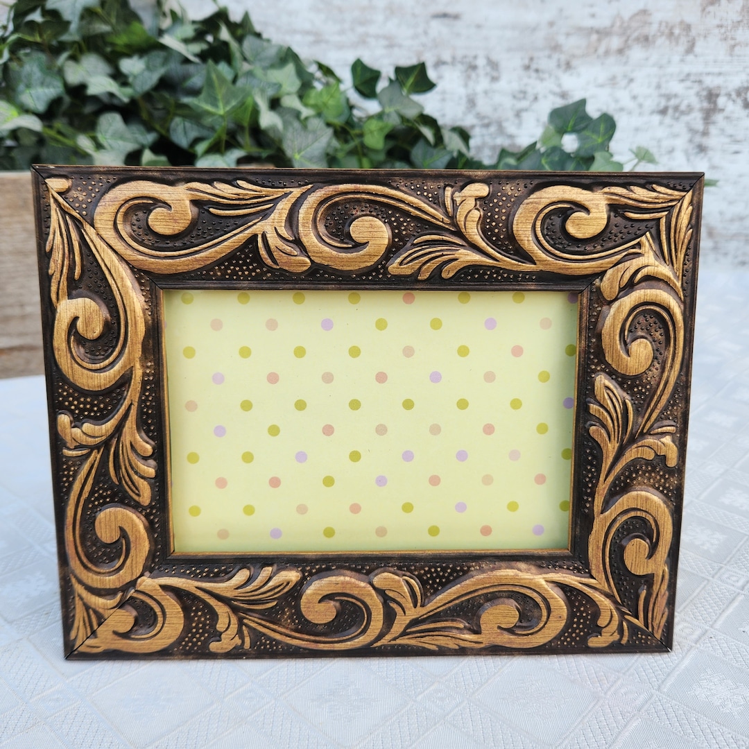 Ornate Art Deco Wooden Vintage Picture Frame, Brown, Art Nouveau for 5 ...