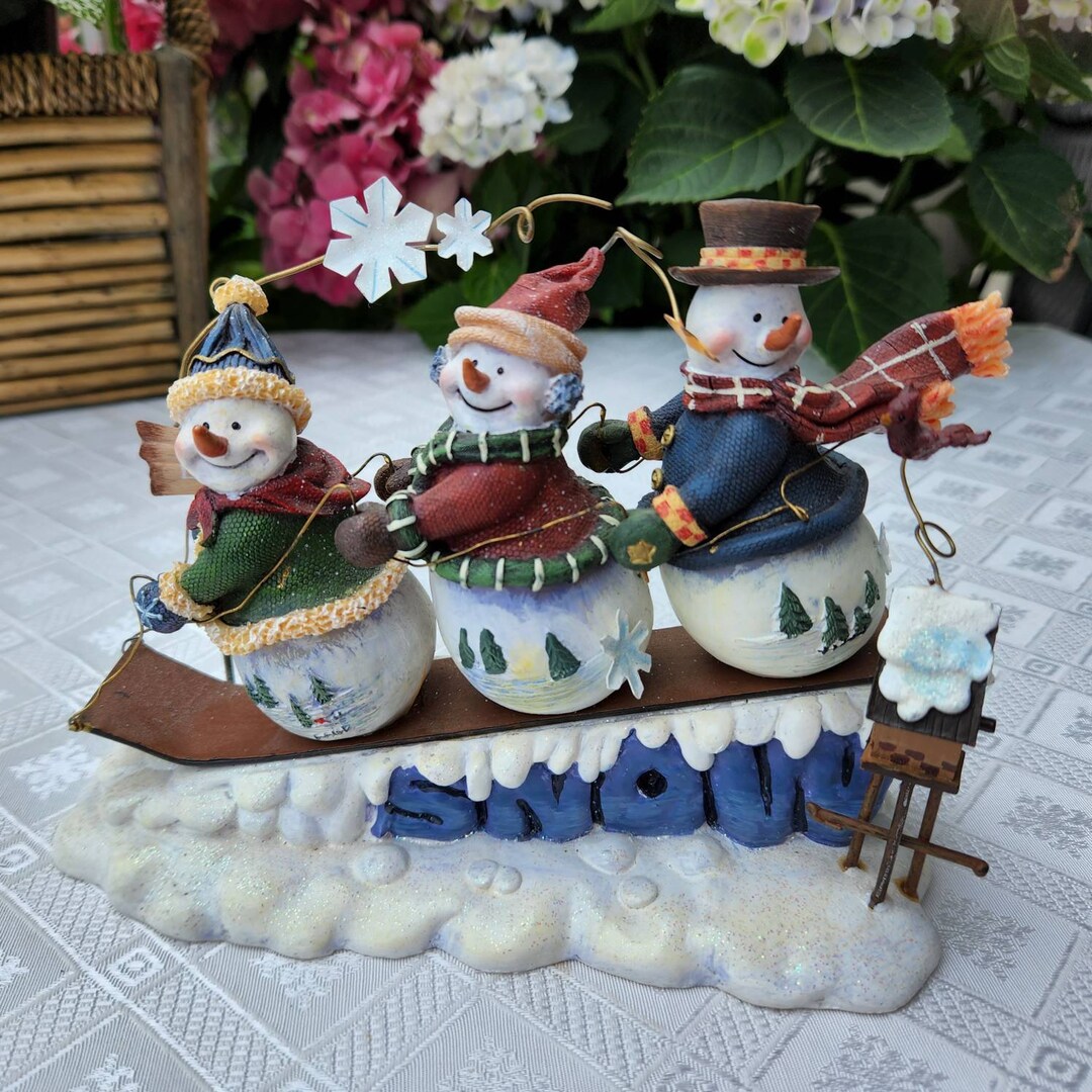 Snowmen Figurine Snow Friends Toboggan Fun Sled 55045 - Etsy