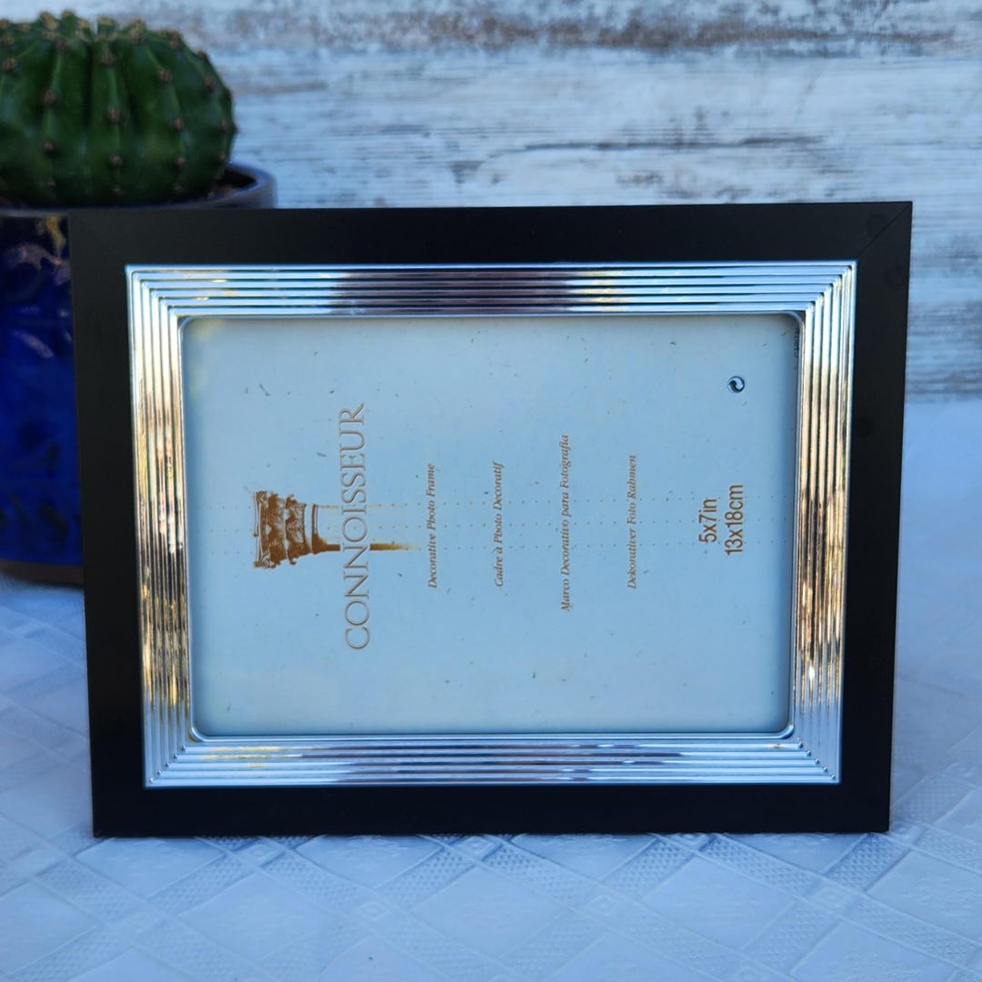 New Black and Silver Picture Frame With Glass for 5 X 7 Inch Photo by ...