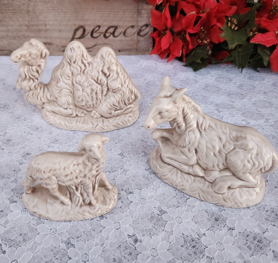 Sitting Camel Donkey and Lamb Stable Animal Nativity Scene - Etsy