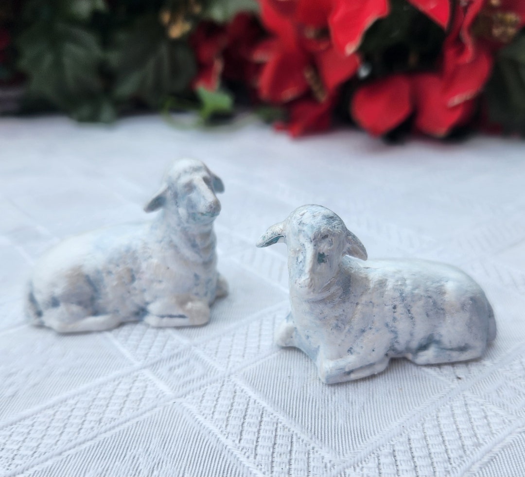 Two Vintage White Sheep Lambs Ceramic Animal Figurines for a - Etsy