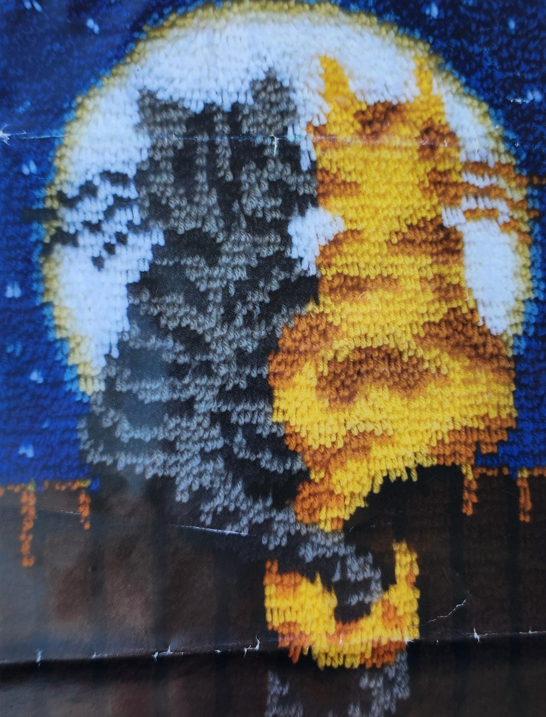 Latch Hook Kit 4104 MOONLIGHT MEOW Caron Wonder Art 15x20 Inch Kitten ...