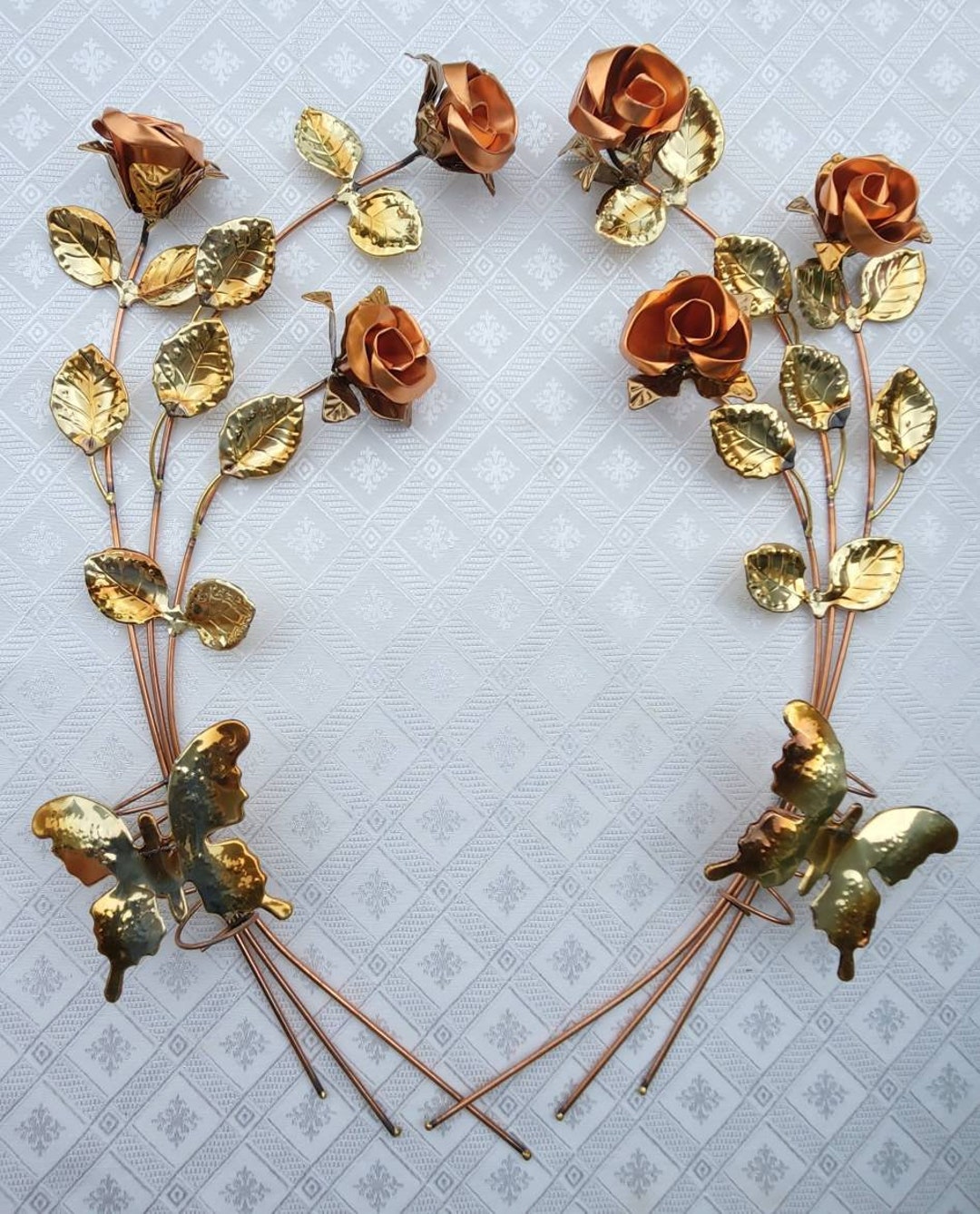 Gold Brass Roses Floral Swags Wirh Butterflies Butterfly - Etsy