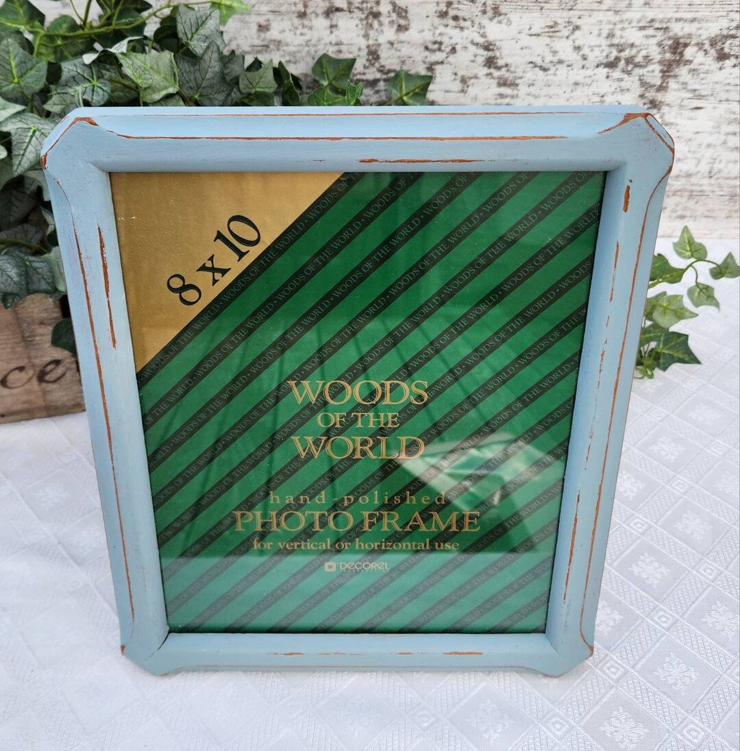 Distressed Wooden Frame, Farmhouse Vintage Upcycled Blue Gray Dusk for ...