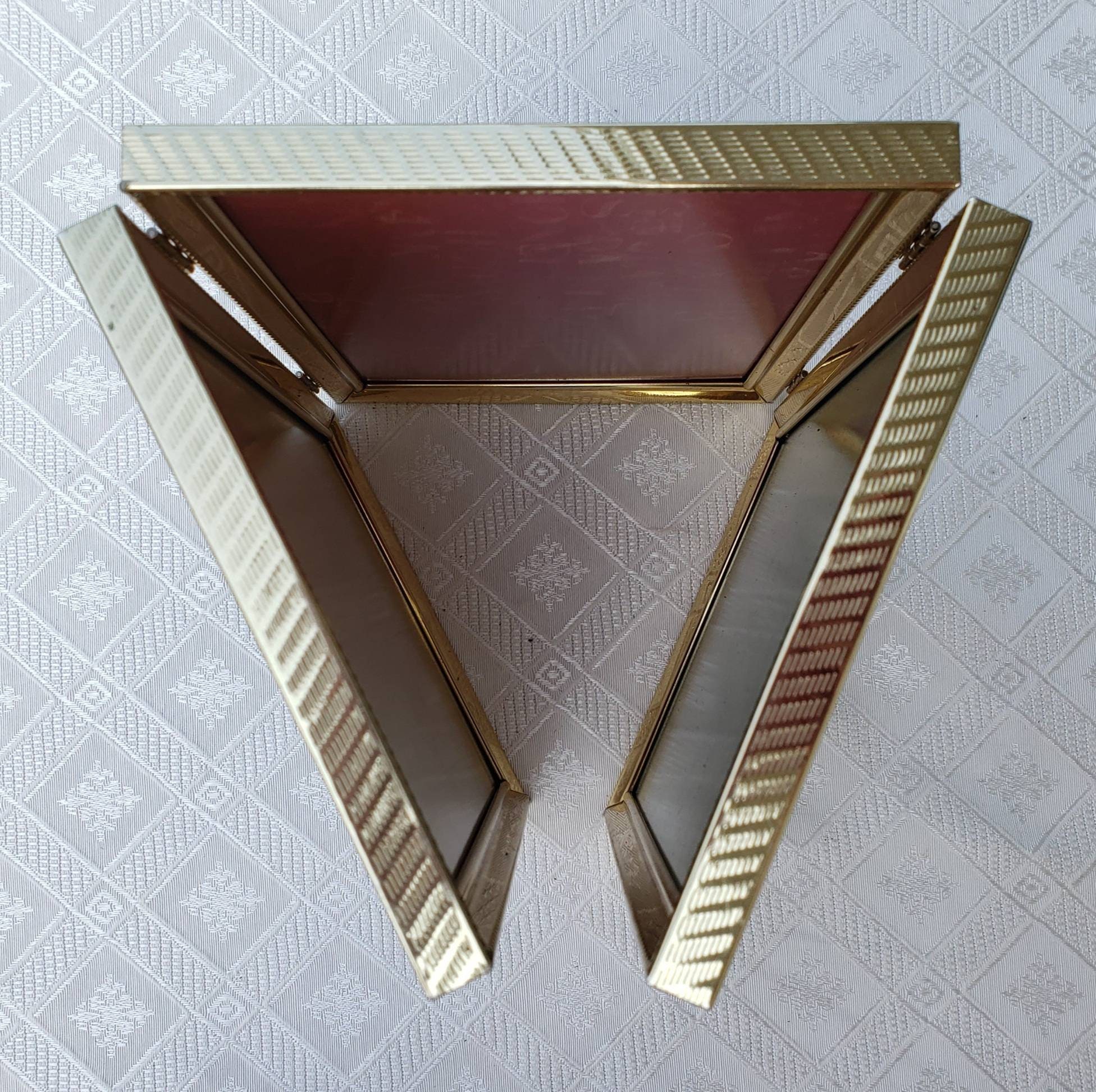 Triple Tri-Fold Hinged Picture Frame Gold Tone Photo Frame | Etsy