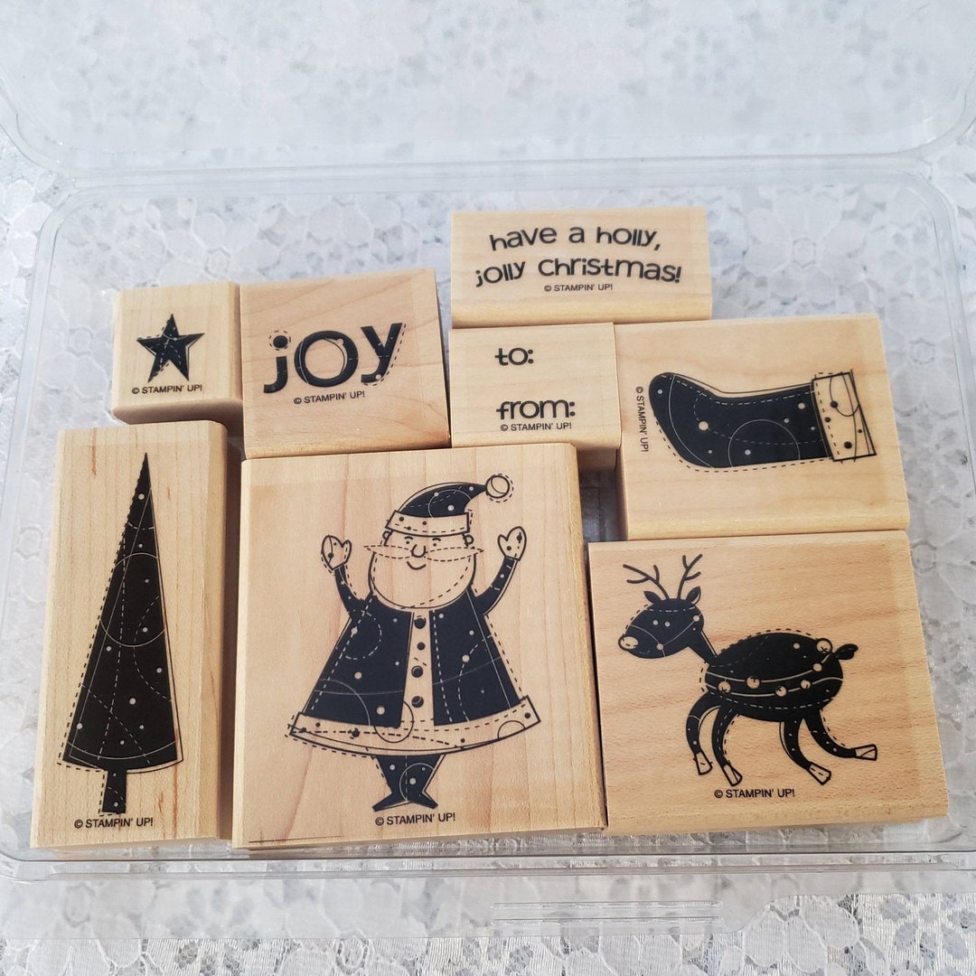 A Holly Jolly Christmas Rubber Stamps Set Stampin up Wood Mounted ...