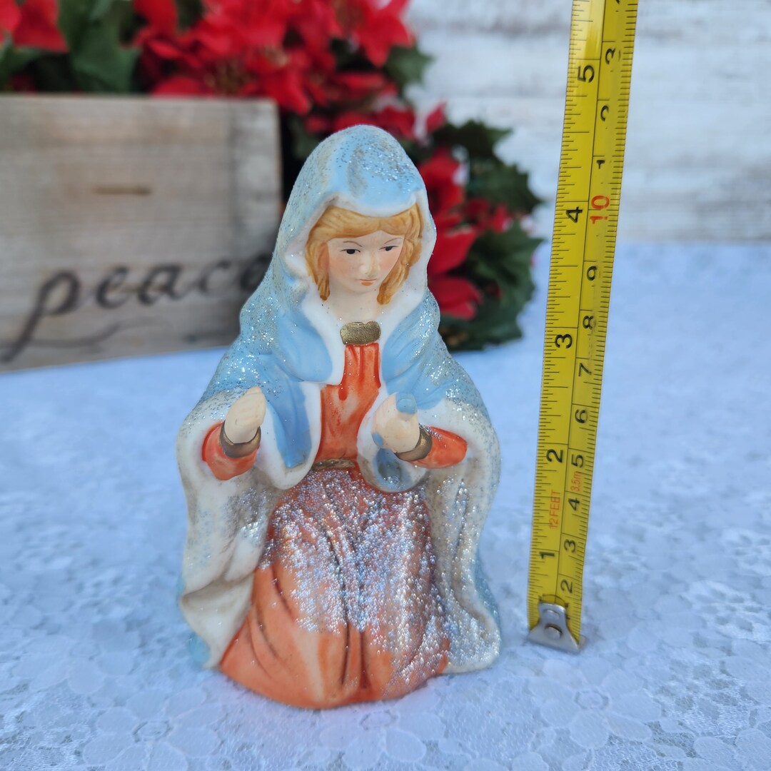Virgin Mary Figurine 4.5 Inch, Light Glitter, Nativity Set Replacement ...