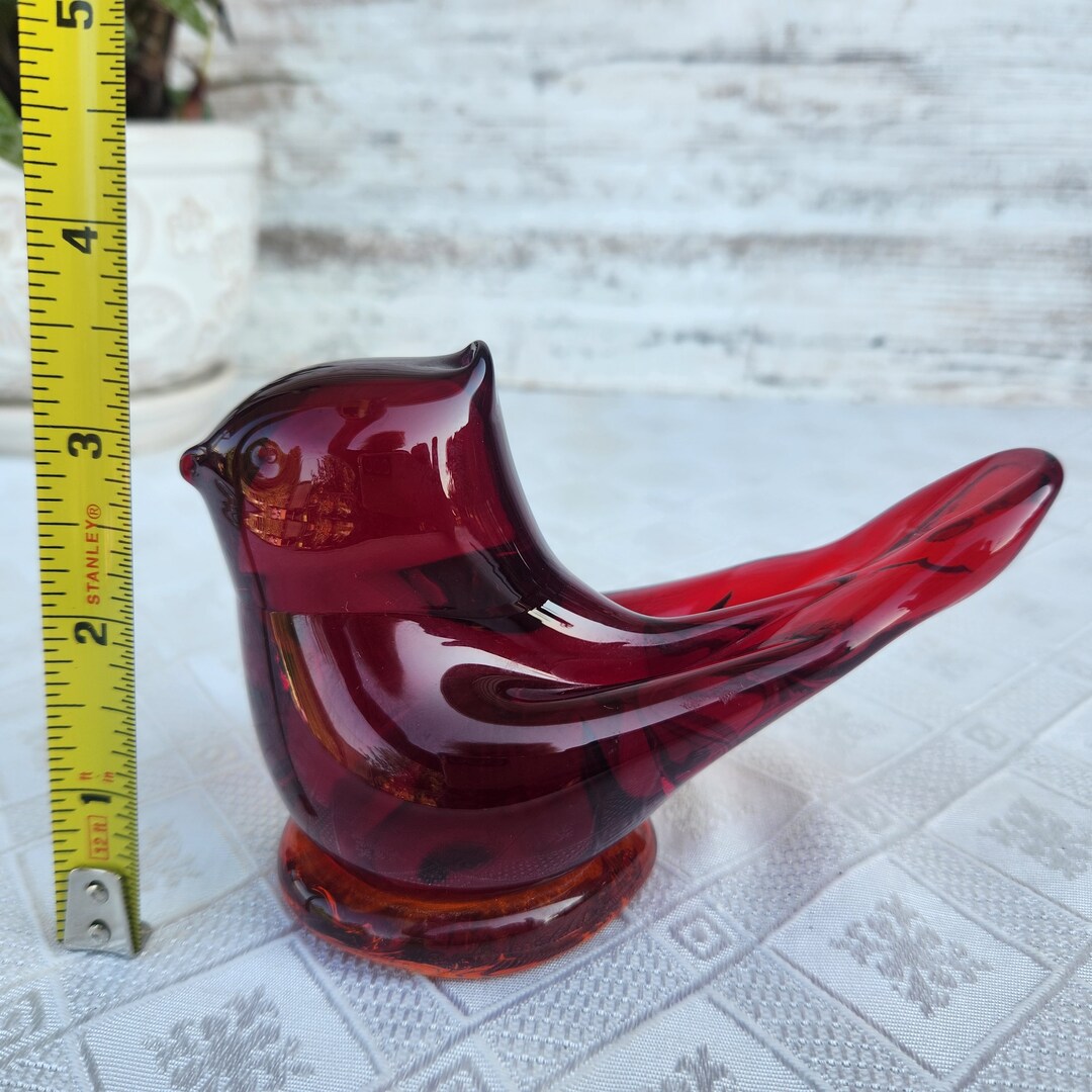 Vintage Titan Art Glass Signed W Ward Ruby Red Cardinal of Love 1986 - Etsy