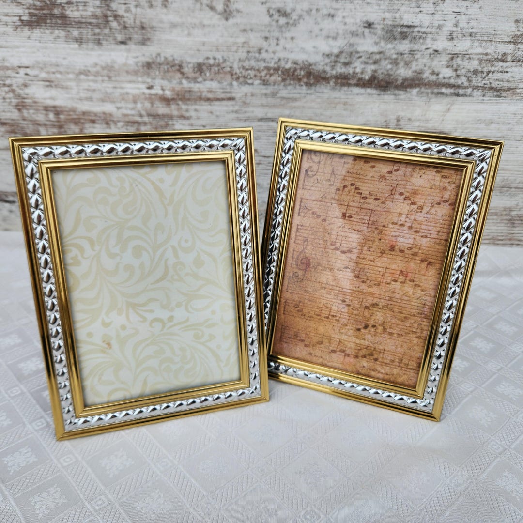 Set of Two Silver and Gold Plastic Frames for 5x7 Inch Photos by ...