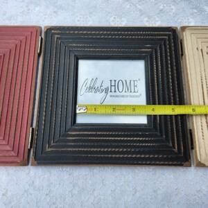 Unique Wooden Hinged Picture Frame, Black Burgundy Cream With Glass ...