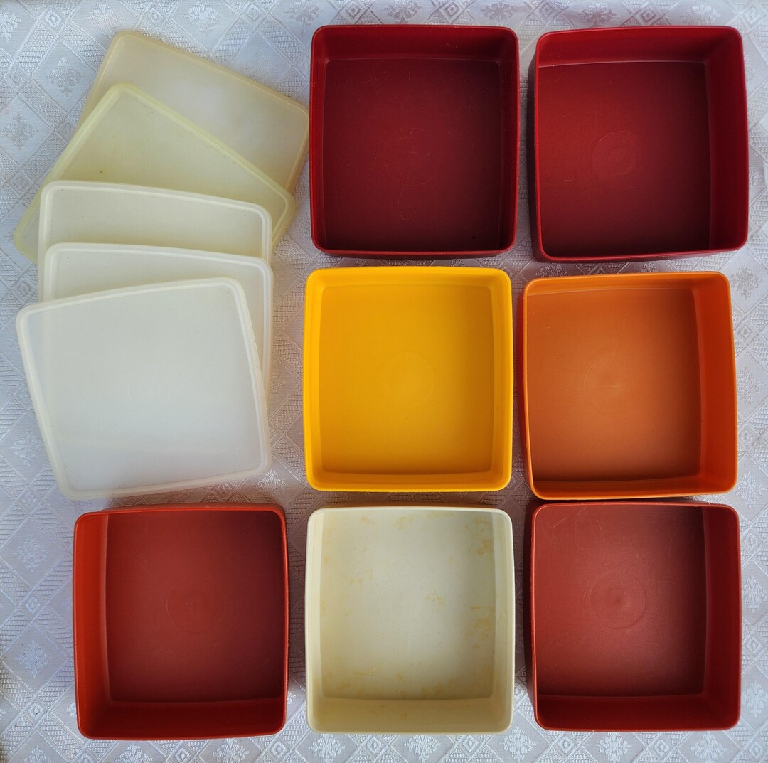 Vintage Tupperware Sandwich Containers With Five Lids, Golden Harvest ...