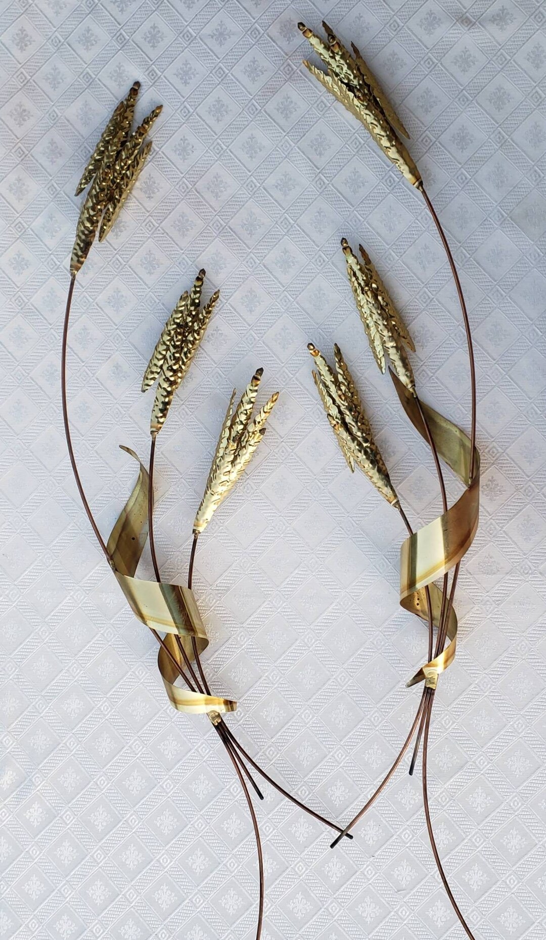 Two Gold Brass Wheat Swags Vtg Picture Accents Decor HOMCO Home ...