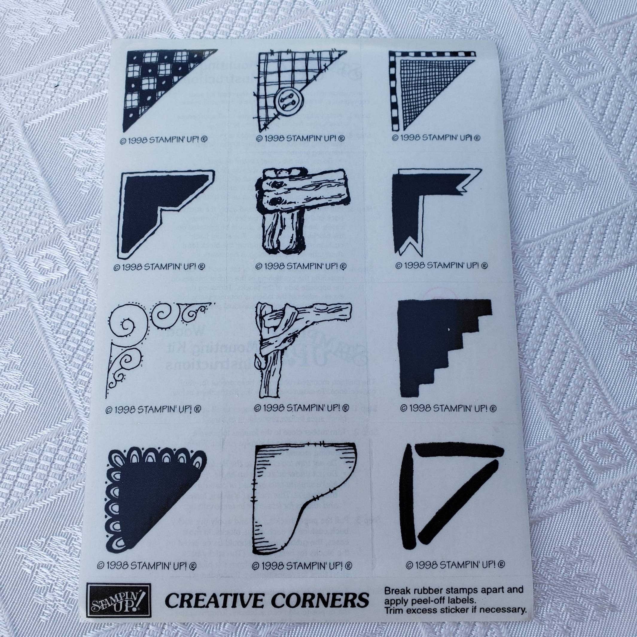 Stampin Up CREATIVE CORNERS 1998 Wood Mounted Rubber Stamps | Etsy