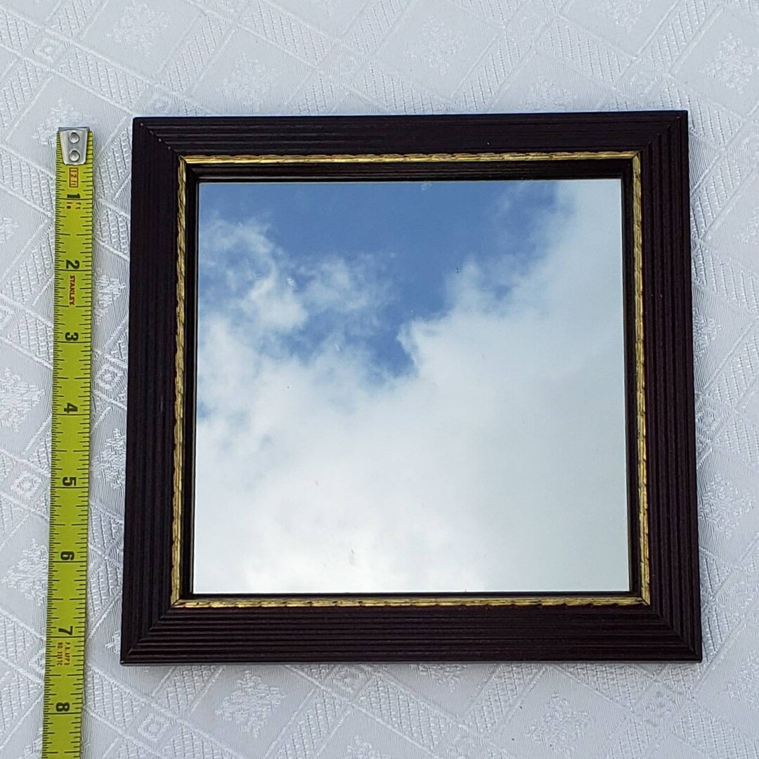 Two Small Accent Mirrors 7.5 Inch Square, Wooden Cherry Burgundy and ...