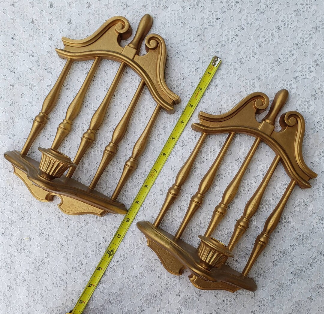 Sconces Gold Resin Plastic Rectangular Home Interiors MCMLXXIV HOMCO ...