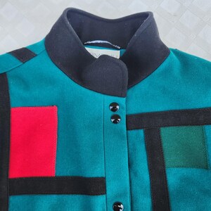 International Scene Wool Colorblock Coat Patch Jacket Vintage 13 / 14 ...