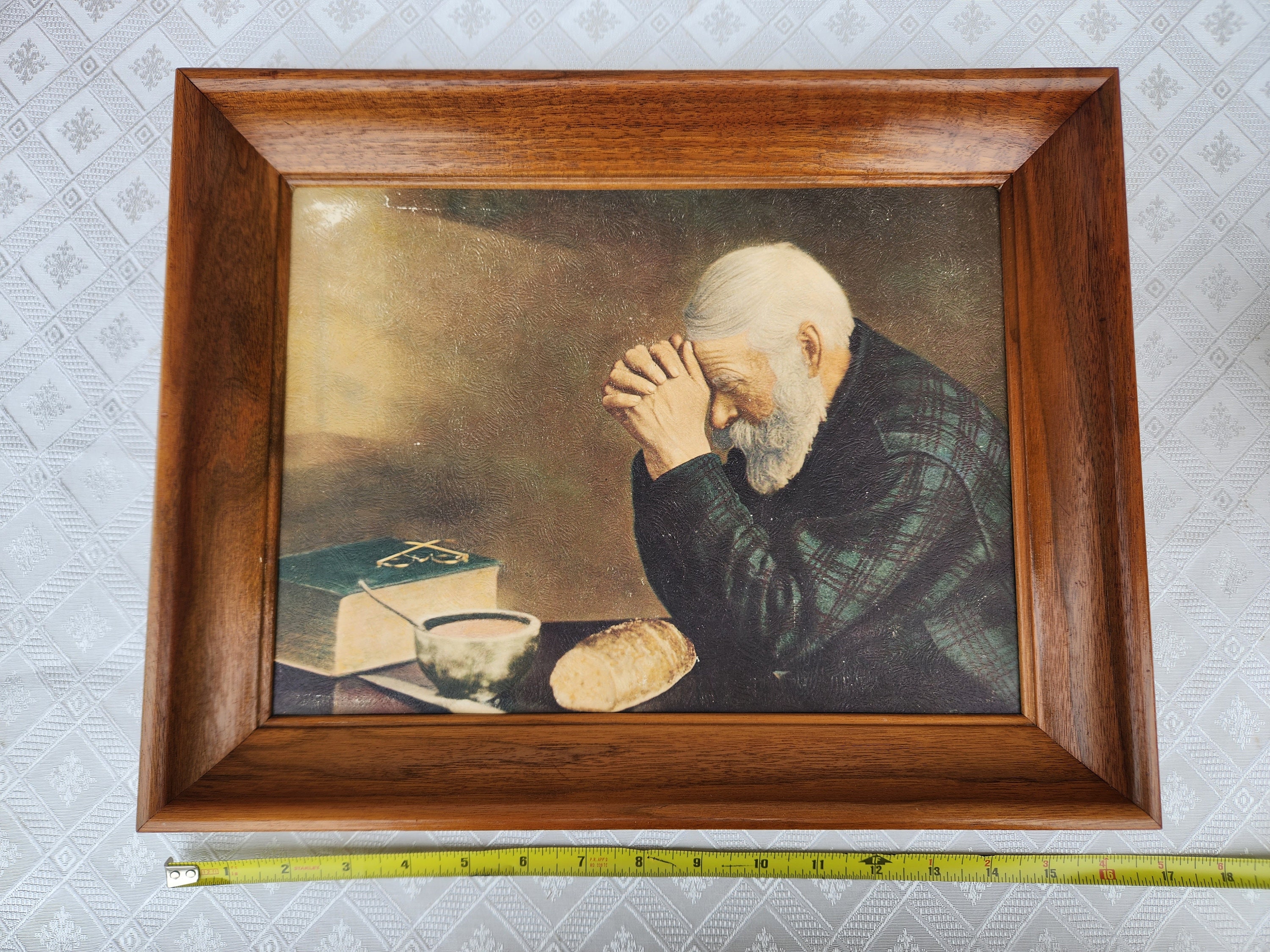 Painting Of Old Man Praying Over Bread