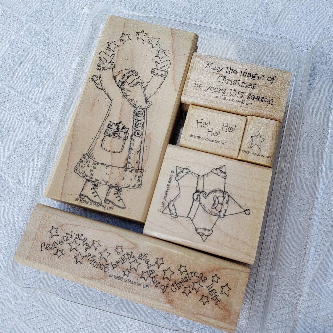 Christmas Stamps Stampin up 1999 SANTA STAR Wood Mounted Rubber, Set of ...