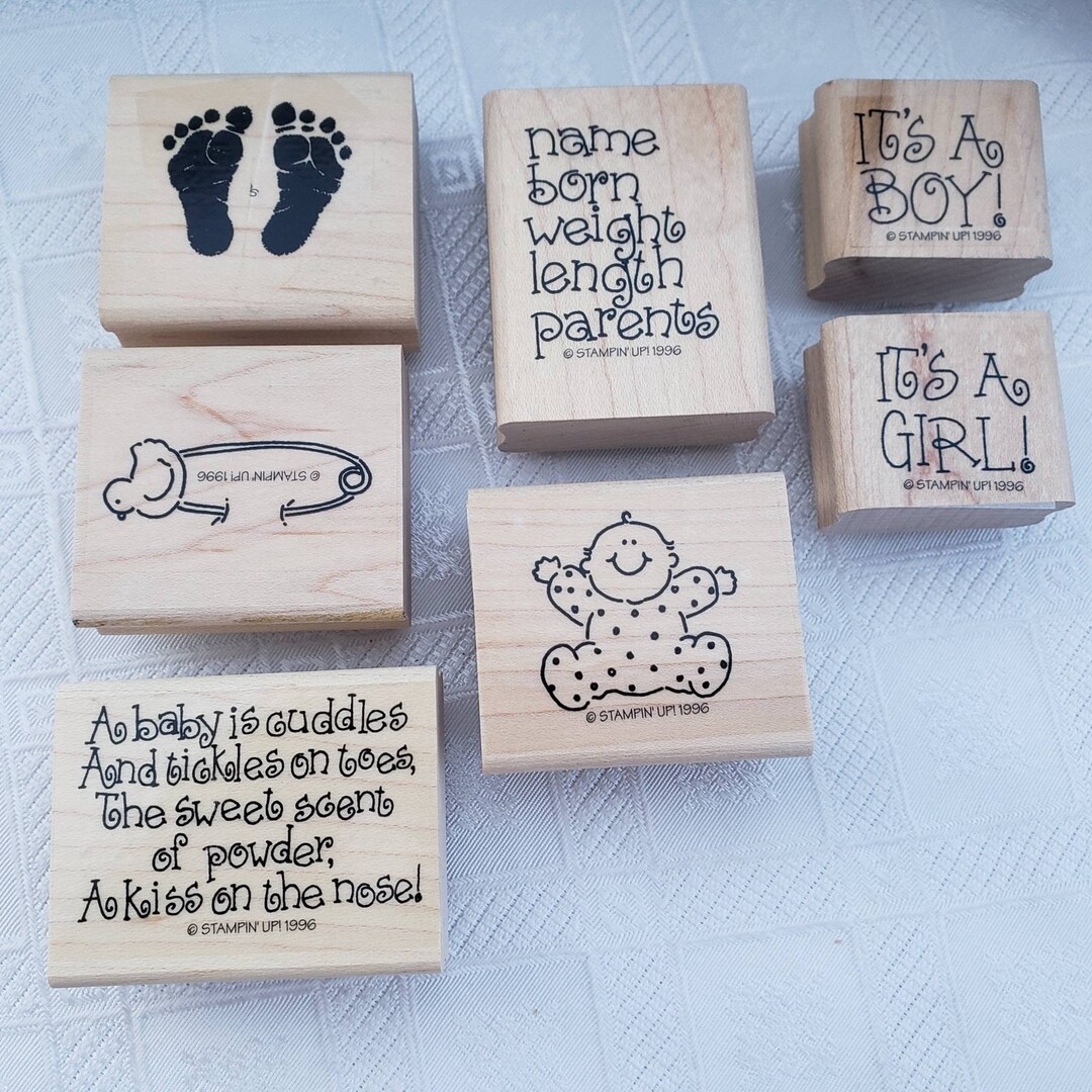 Stampin up New Baby Stamps 1996 CUDDLES & TICKLES Birth Announcements ...