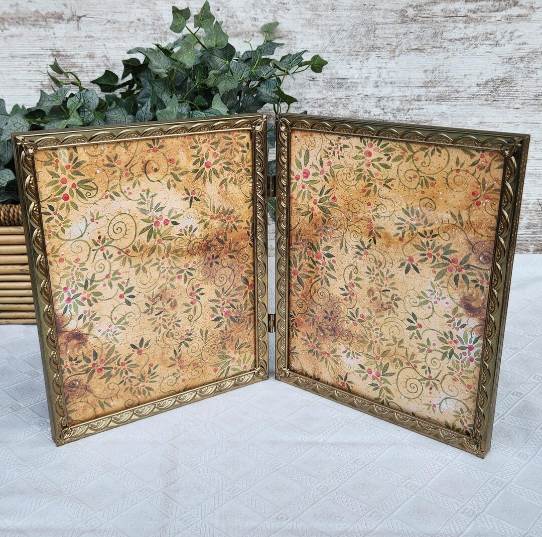 Double Gold Picture Frame Ornate Hinged With Glass for 8 X 10 Inch ...