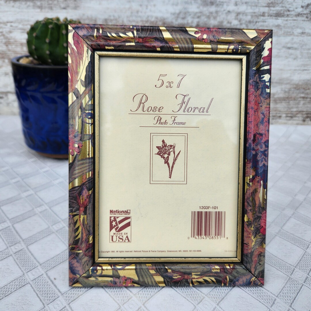 Floral National Picture Frame Co., Vintage 1990's Laminate and Plastic ...