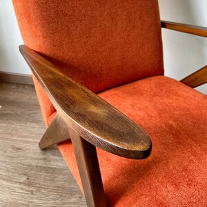 Burned Orange Linen Mid Century Vintage Danish Style Armchair 1960s-70s ...