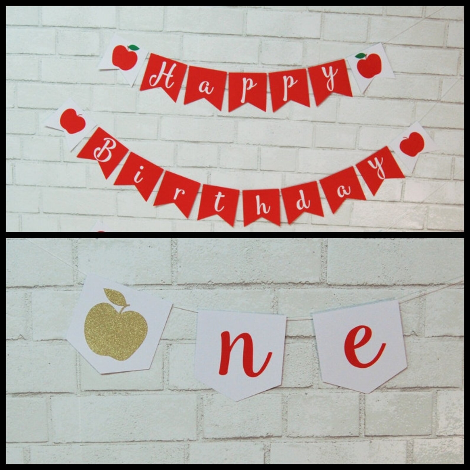 Apple Birthday Banner Apple Banner Apple Birthday | Etsy