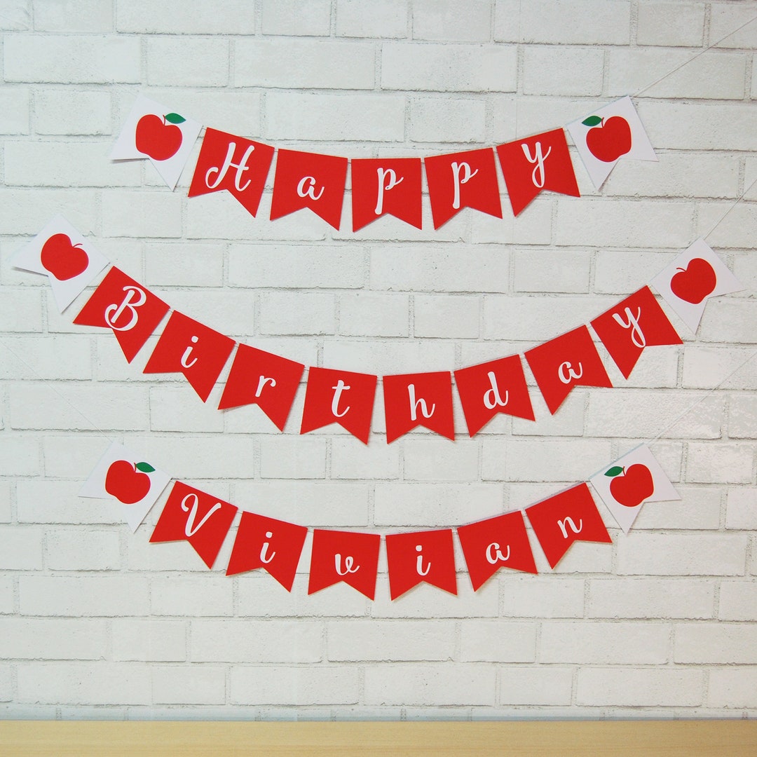 Apple Birthday Banner, Apple Banner, Apple Birthday Decoration, Apple ...