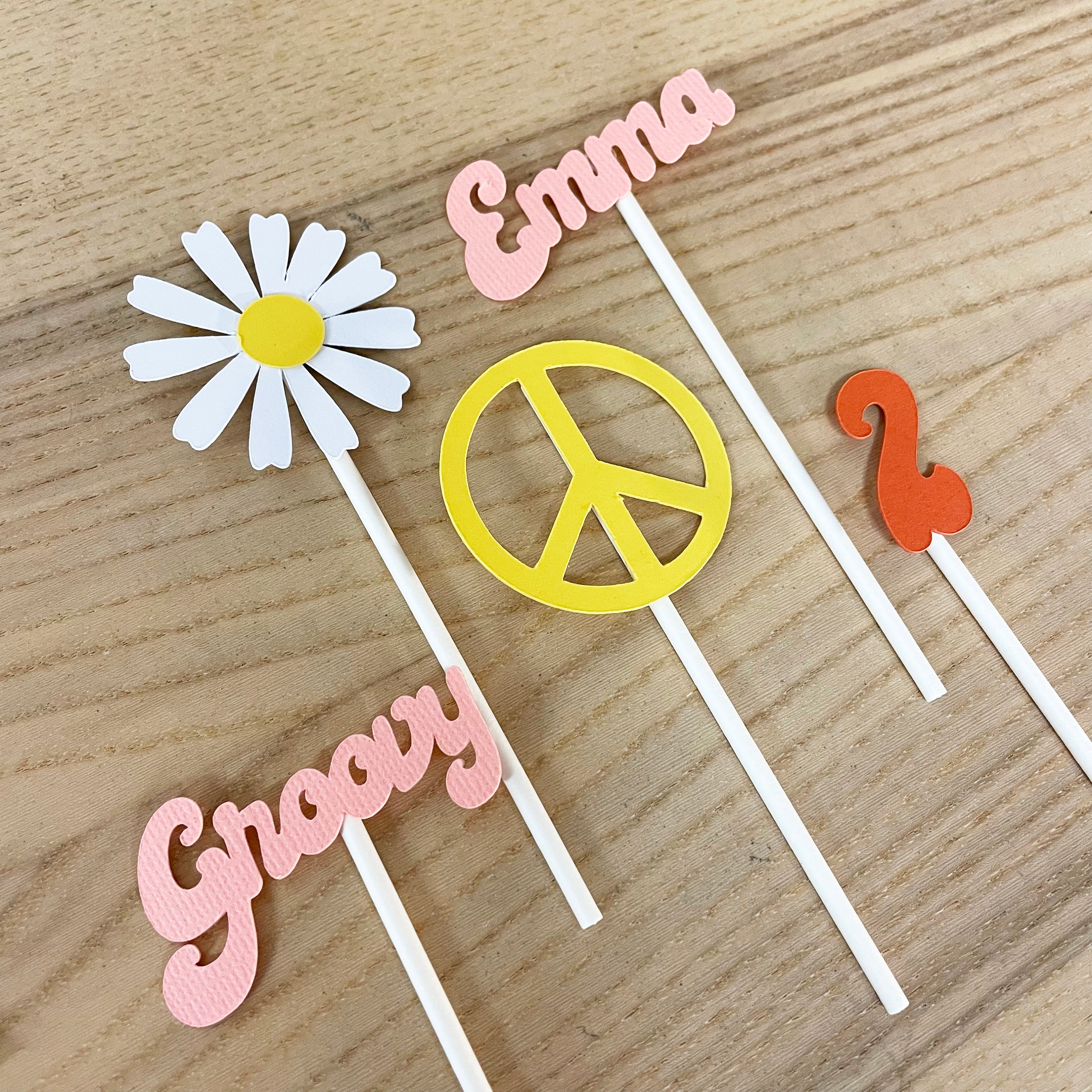 Groovy Cupcake Toppers Two Groovy Birthday Hippie Birthday | Etsy