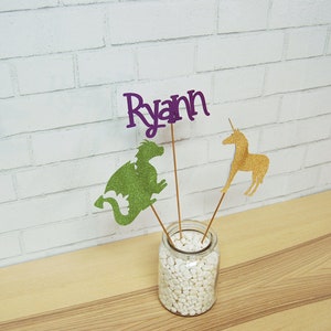 Dragon and Unicorn Centerpiece, Dragon and Unicorn Birthday Decor ...