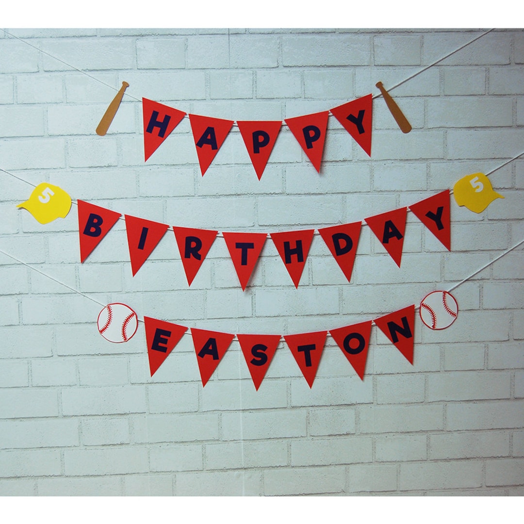 Baseball Birthday Banner, Baseball Party Banner, Baseball Happy ...