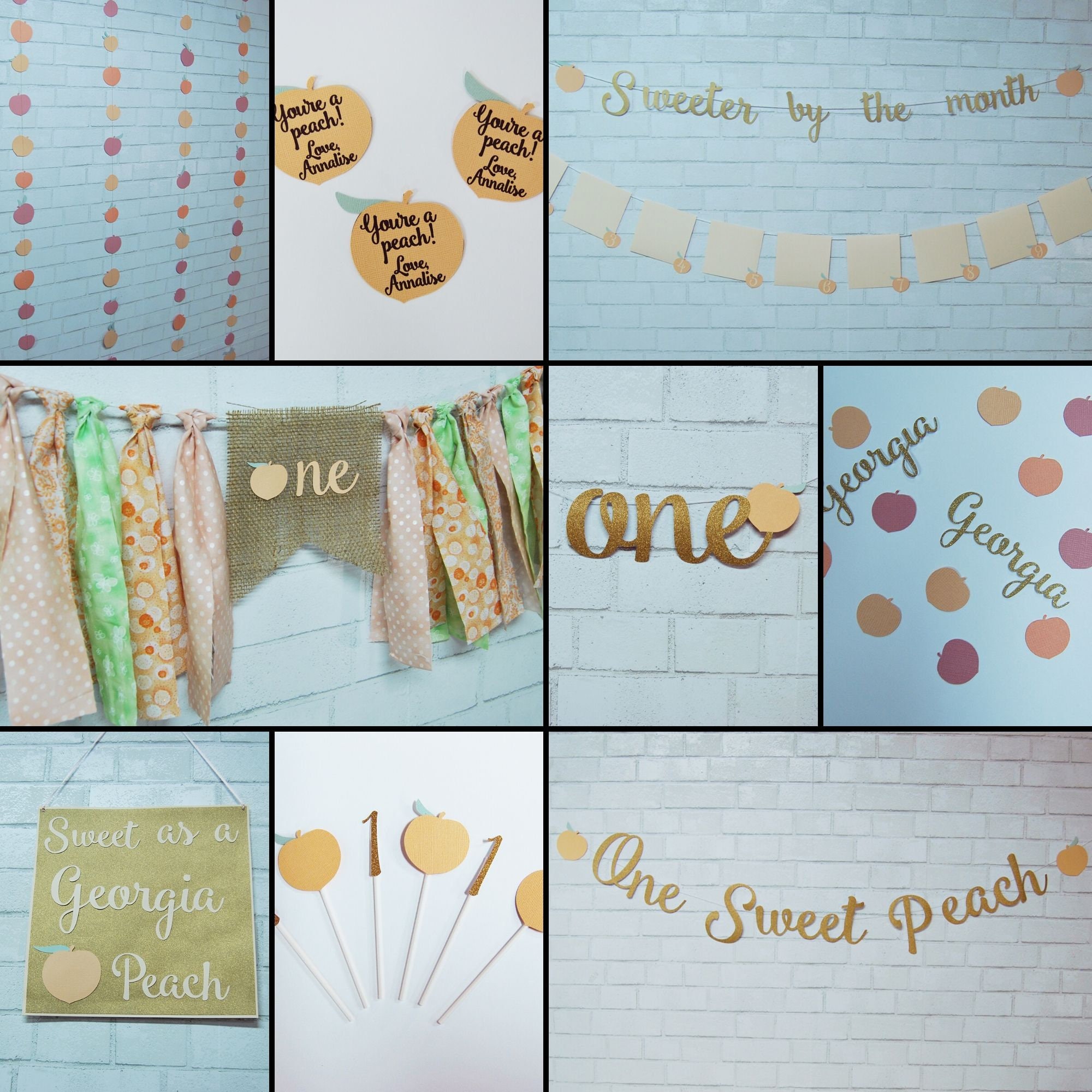 Peach Highchair Banner, Peach First Birthday Banner, One Sweet Peach ...