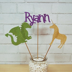 Dragon and Unicorn Centerpiece, Dragon and Unicorn Birthday Decor ...