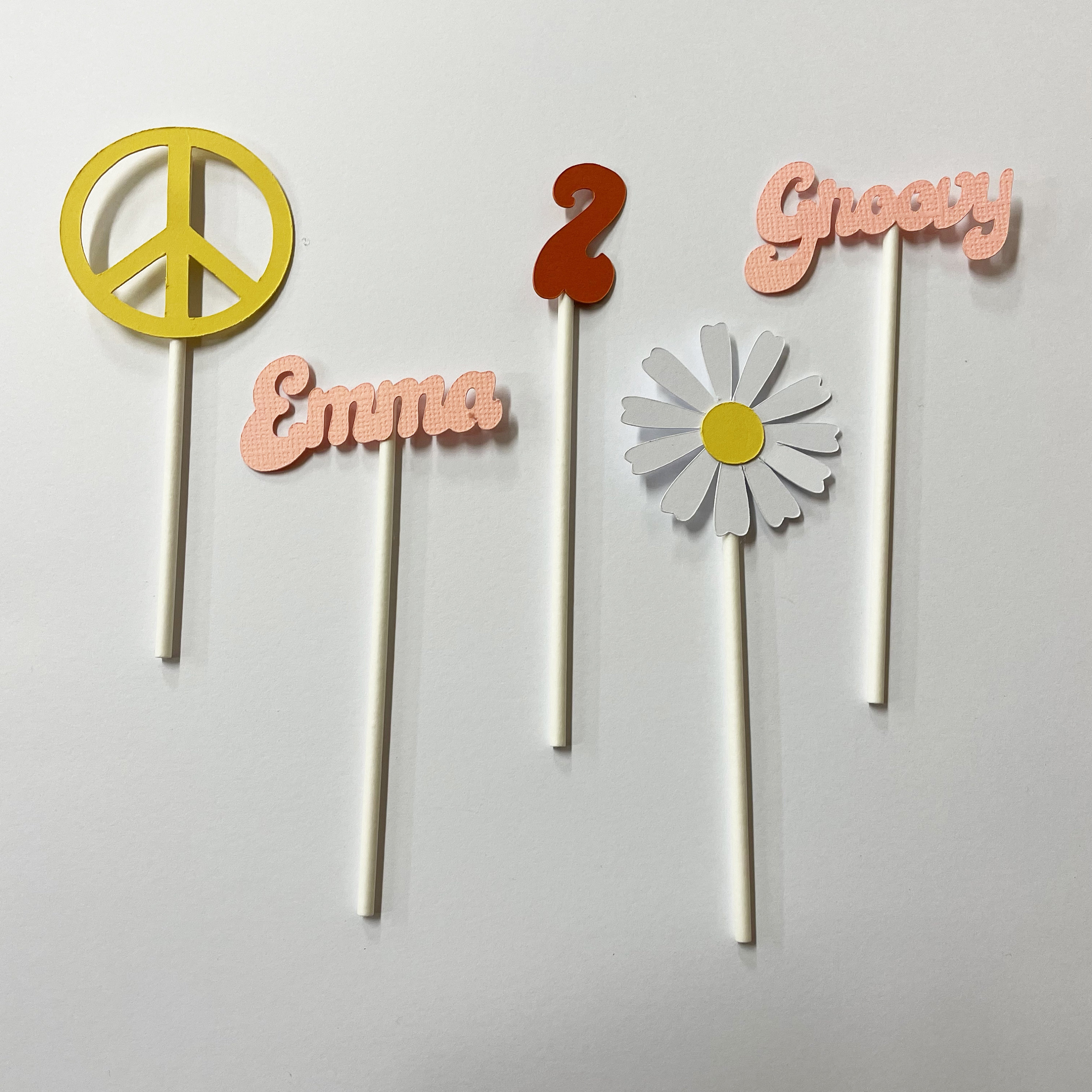 Groovy Cupcake Toppers Two Groovy Birthday Hippie Birthday | Etsy